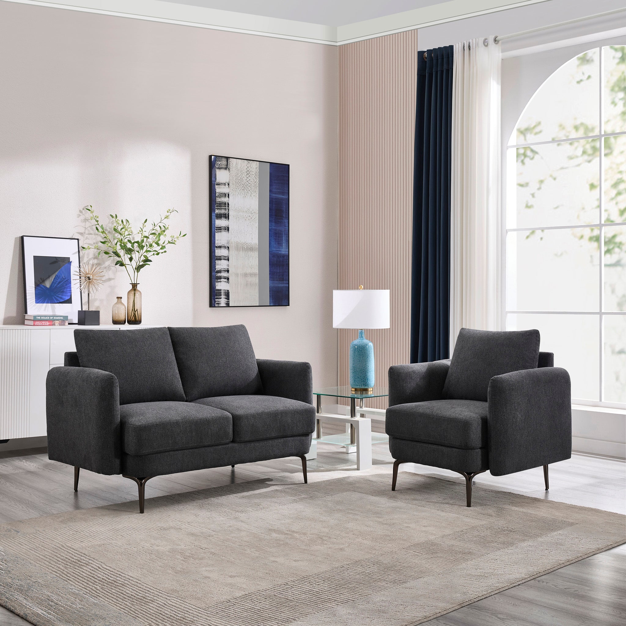 Sofia 1+2 Seater Fabric Sofa Set – Furniture Online